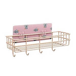 DOITOOL Wrought Iron Storage Rack Wall Baskets for Storage Cord Organizer Hitch Cargo Rack Wall Hanging Baskets for Storage No Shower Caddy Basket Shelf Wall-Mounted Wire Rack Vanity Shelf