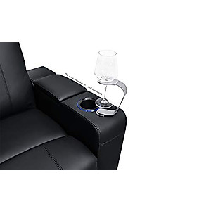 Valencia Piacenza Home Theater Seating | Premium Top Grain Nappa 9000 Leather, Power Recliner, LED Lighting (Row of 4, Black)