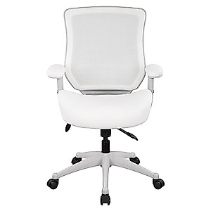 BOLISS 400 lbs Ergonomic Office Computer Mesh Desk Chair with Built-in Lumbar Support Mesh Back and Height Adjustable Armrest-White