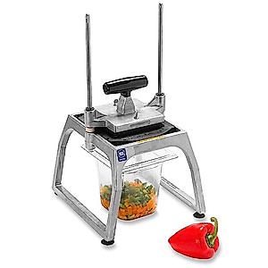 Vollrath 55457 1/4" Dice Cut Fruit and Vegetable Dicer | InstaCut 5.1 Tabletop Manual Food Processor for Cafeteria | 10-1/4"W x 11-1/4"D x 7-1/4"H, Silver, Aluminum Base, Stainless Steel Rods, NSF