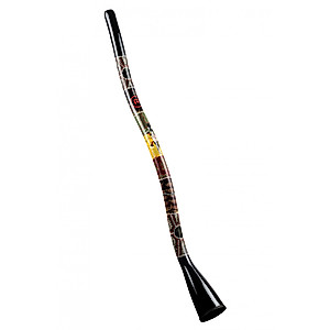 Meinl Percussion 51" Synthetic Didgeridoo, S-Shaped Body in Black with Hand Painted Native Design-NOT MADE IN CHINA-Creates Distinctive Australian Drone Note, 2-YEAR WARRANTY (SDDG2-BK)