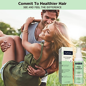 Rice Water For Hair Growth, All Natural Vegan Leave in Conditioner Spray Hair Care Products for Woman&Men, Biotin Infused Leave In Conditioner. Rice Water Hair Mist For Dry, Frizzy, Weak, Damaged Hair - Strengthen, Moisturize & Thicken Hair Naturally - 4o