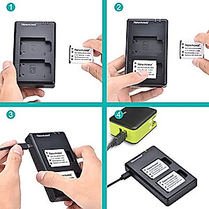Newmowa NP-45 NP-45S Replacment Battery (2 Pack) and Dual USB Charger Kit for Fujifilm INSTAX Mini 90 and FinePix XP50 XP60 XP70 XP80 XP90 XP120 XP130 XP140 T350 T360 T400 T500 T510 T550 JX500 JX520