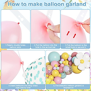 Amandir 162Pcs Daisy Balloon Garland Arch Kit, White Groovy Flower Pastel Balloon Arch Pink Yellow Blue Green Purple Balloons Daisy Banner for Birthday Baby Shower Bridal Wedding