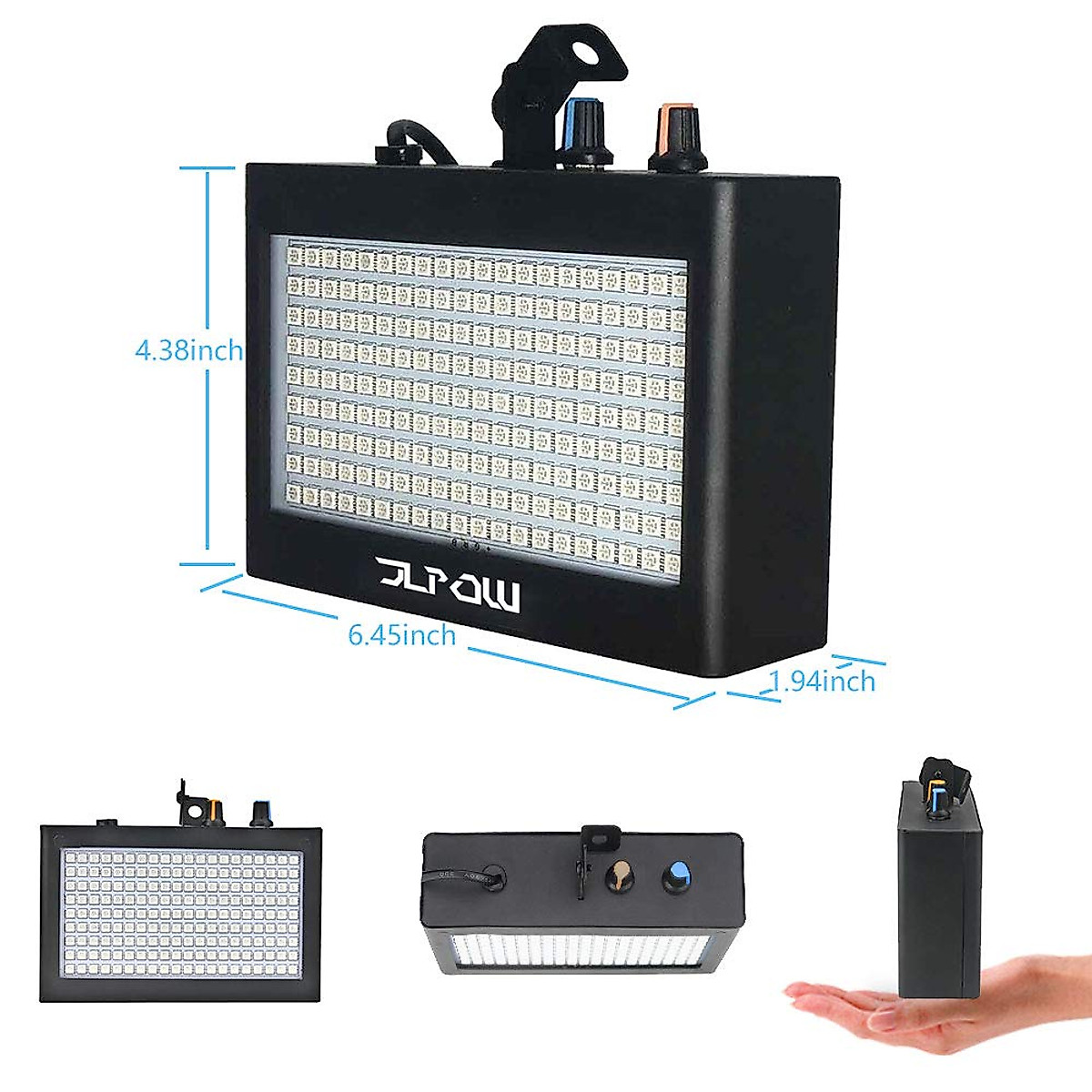 Strobe Light, JLPOW Ultra Bright RGB LED Strobe Lights (Metal Case), Sound Activated and Remote Control, Speed Adjustable Mini Flash Stage Lighting, Best for DJ Christmas Party Bar Show Disco Dance