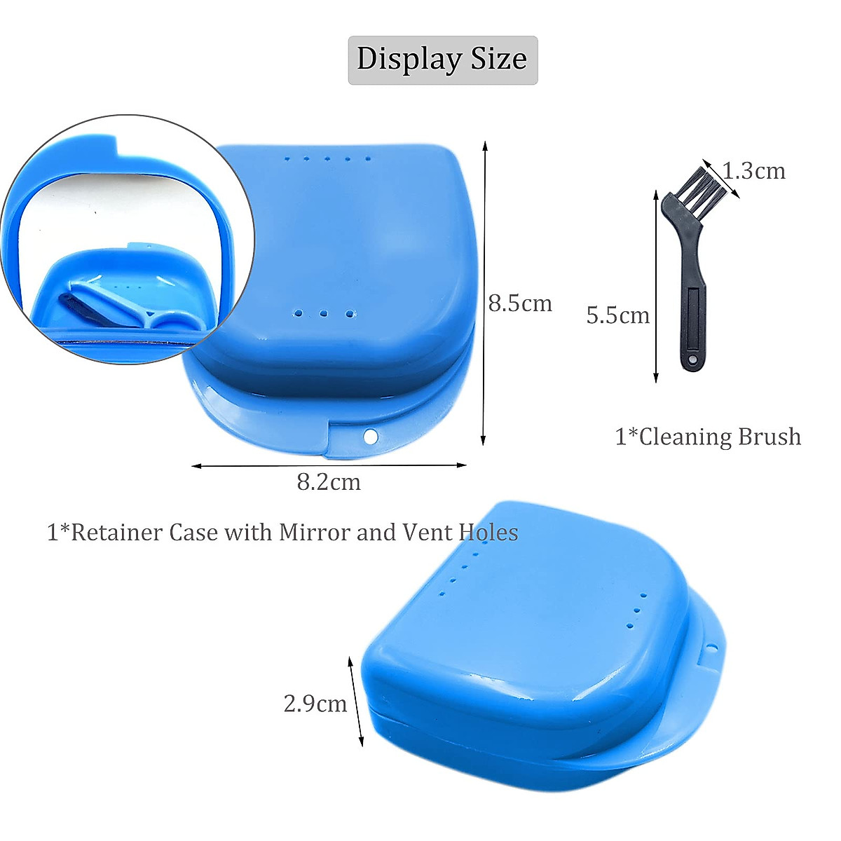 HRASY Oral Care Disassembly Kit/7pcs Including 1 Retainer Case With Mirror and Vent Holes | 1 Aligner Remover Tool | 4 Elastic Rubber Bands Placers | 1 Cleaning Brush (Blue)