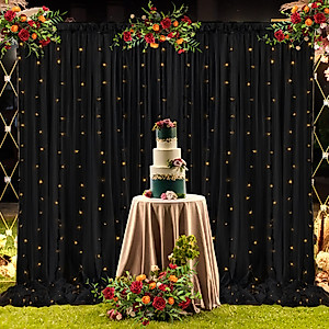 20ft×10ft Black Tulle Backdrop Curtains for Parties 4 Panels 5ft×10ft Dual Layer Black Tulle Drapes for Backdrop Curtains for Baby Party Birthday Wedding Home Decor