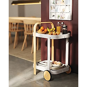 Umbra Bellwood Bar Cart, Serving Trolley, Side Table, Natural/White