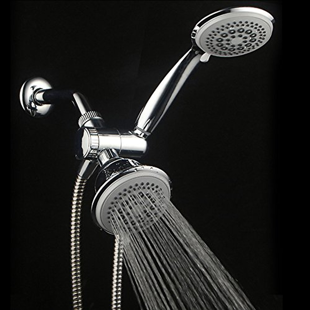 DreamSpa Luxury 36 Setting Large Showerhead and Hand-Shower Dual 3-Way-Combo by Top Brand Manufacturer (Fixed and Handheld Shower-Heads, Water-Diverter, Extra Long 6 ft Stainless Steel Shower-Hose)