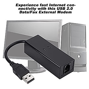 USB2.0 56K External Dial Up Fax Data Modem, V.92 Voice Fax Data Modem Dongle Adapter, for Windows 98, for Win SE, for Win 2000, for Win XP, for Win Vista, for Win 7