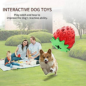 Askhald Strawberry Dog Toys, Dog Chew Toys for Aggressive chewers, Indestructible Dog Toys for Boredom, Dog Toys for Aggressive Chewers, Interactive Dog Toys for Small Medium Large Dogs (Strawberry)