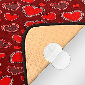 KOBLEN Red Love Heart1 Kitchen Rugs Non Slip Washable Absorbent Kitchen Mats 20x39 inch Cushioned Anti Fatigue Kitchen Floor Mats for in Front of Sink