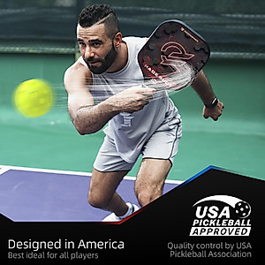 Evenwake Pickleball Paddles Set of 2, T700 Carbon Fiber Face with TPU Edge Guard, USAP Approved Rackets 2 Pack for Beginners&Intermediates, Includes Outdoor&2 Indoor Balls, 1 Customized Bag EW-1002