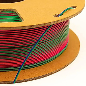 Matte RGB Tri-Color PLA 3D Printer Filament, Triple Color Coextrusion Matte Magic PLA Filament 1.75mm, Matte RGB PLA, Matte Red-Green-Blue Tri-Color Filament, 1kg/2.2lbs