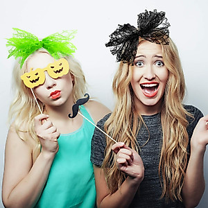 Blulu 80's Lace Headband Costume Accessories for 80s Theme Party, No Headache Neon Lace Bow Headband, Set of 4 (Fresh Color)