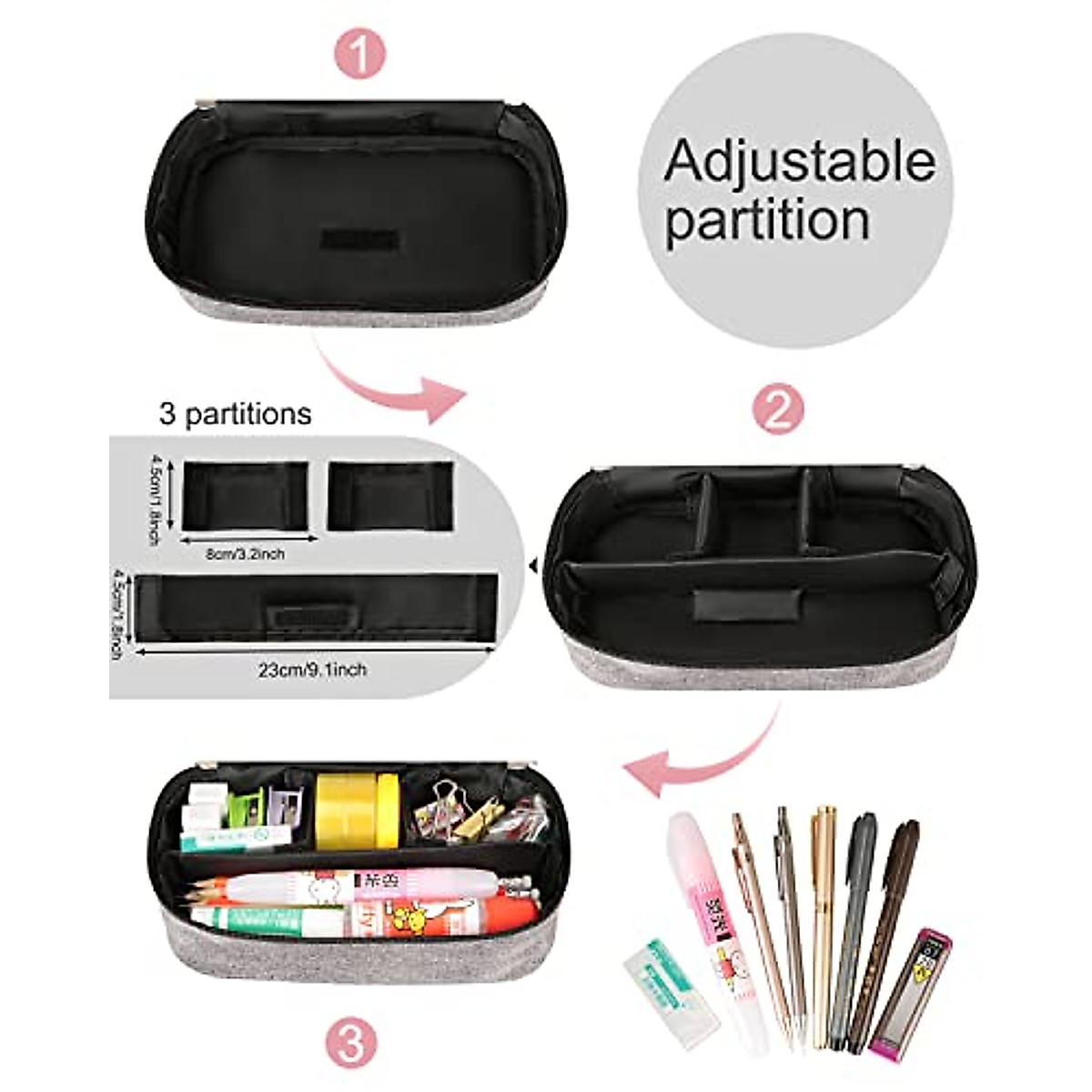 Pencil Pen Case Big Capacity Stationery Organizer Bag School College Office Large 2 Layer Pencil Pouch Pencil Pen Box With Compartment