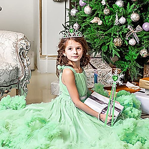 Vicloon Princess Dress Up Accessories, 3 Pcs Elsa Dress Up Set for Toddler Girls with Elsa Crown,Wand,Gift Sets for Little Girls Christmas Party Cosplay Set for 3+ Years Old