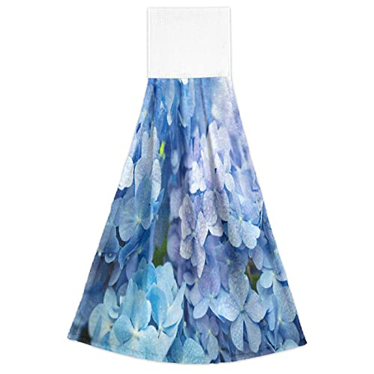 xigua Blue Hydrangea Kitchen Towels Set of 2, Hanging Hand Towels with Loop Soft Absorbent Durable for Bathroom Kitchen Decor