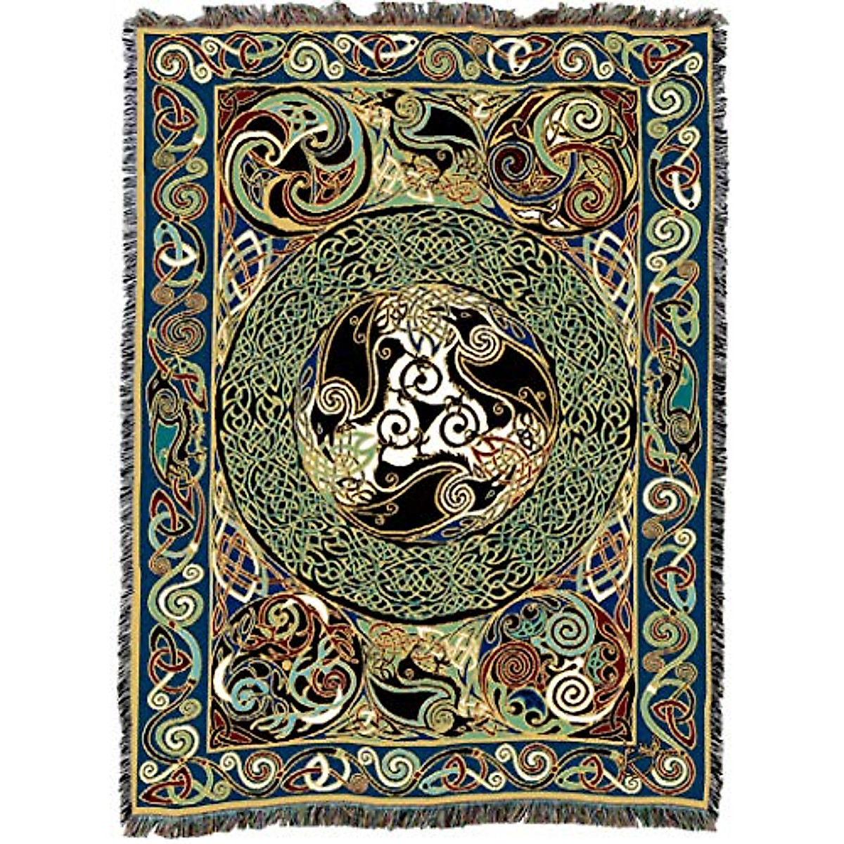 Morrigan Ravens Panel Blanket by Jen Delyth - Celtic Gift Tapestry Throw Woven from Cotton - Made in The USA (72x54)