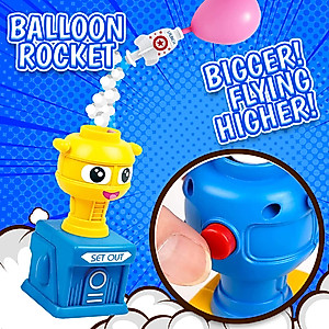 LOONIE LAUNCHER Balloon Launcher Car Toy Set, Balloon Powered Aerodynamic Racers, STEM Toys Party Supplies Preschool Science Racer Kit w/Manual Balloon Power Pump for Kids Boys Girls 3+ (Space Toys)