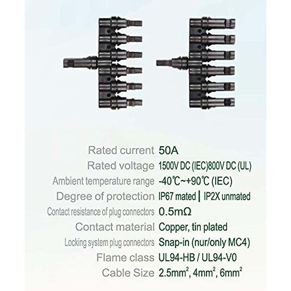 JHBOX 1 to 6 Y Branch Solar Panel Connectors | Easy Solar Panel Installation DIY Mount Tool for Parallel Connection Between Solor Panels | TUV Certified Solar Panel Wiring connectors| (1 Pair)