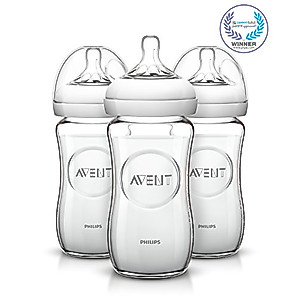 Philips AVENT Natural Glass Bottle, 8 Ounce (Pack of 3)