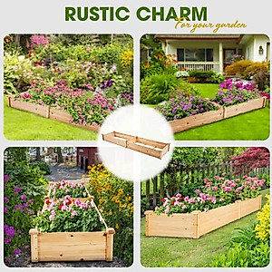 Idzo Raised Garden Bed, Durable Garden Box with Wax Oil Coated, 96 Inches Wood Planter with Non-Woven Lining Prevents Soil Moist, One Divider Box Make Organizing Your Plant Crops Easier