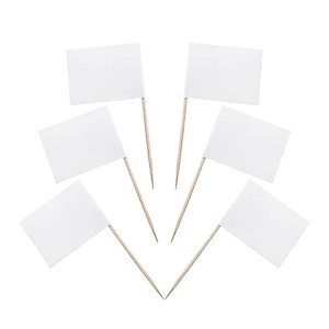 100 Pieces Blank Toothpick Flags Cheese Markers Food Labels for Party Buffet Cheese Labels for Charcuterie Board Cocktail Picks for Appetizers (White)