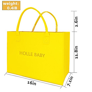 Golden cicada felt tote bags,reusable grocery bag It's a collapsible tote bag with handles suitable for reuse bags(yellow, Medium (16Lx11.8Wx7.1Hin)'