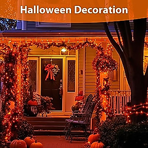 ICRGB Solar Halloween Lights, 66FT 200 LED Outdoor Rope Lights, IP67 Waterproof, 8 Modes Christmas String Lights for Outside, Tree Pathway Autumn Decorative