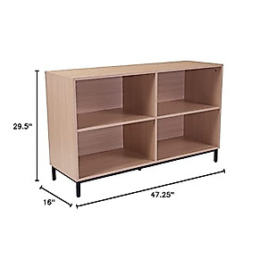 Flash Furniture Dudley 4 Shelf 29.5"H Open Bookcase Storage in Oak Wood Grain Finish