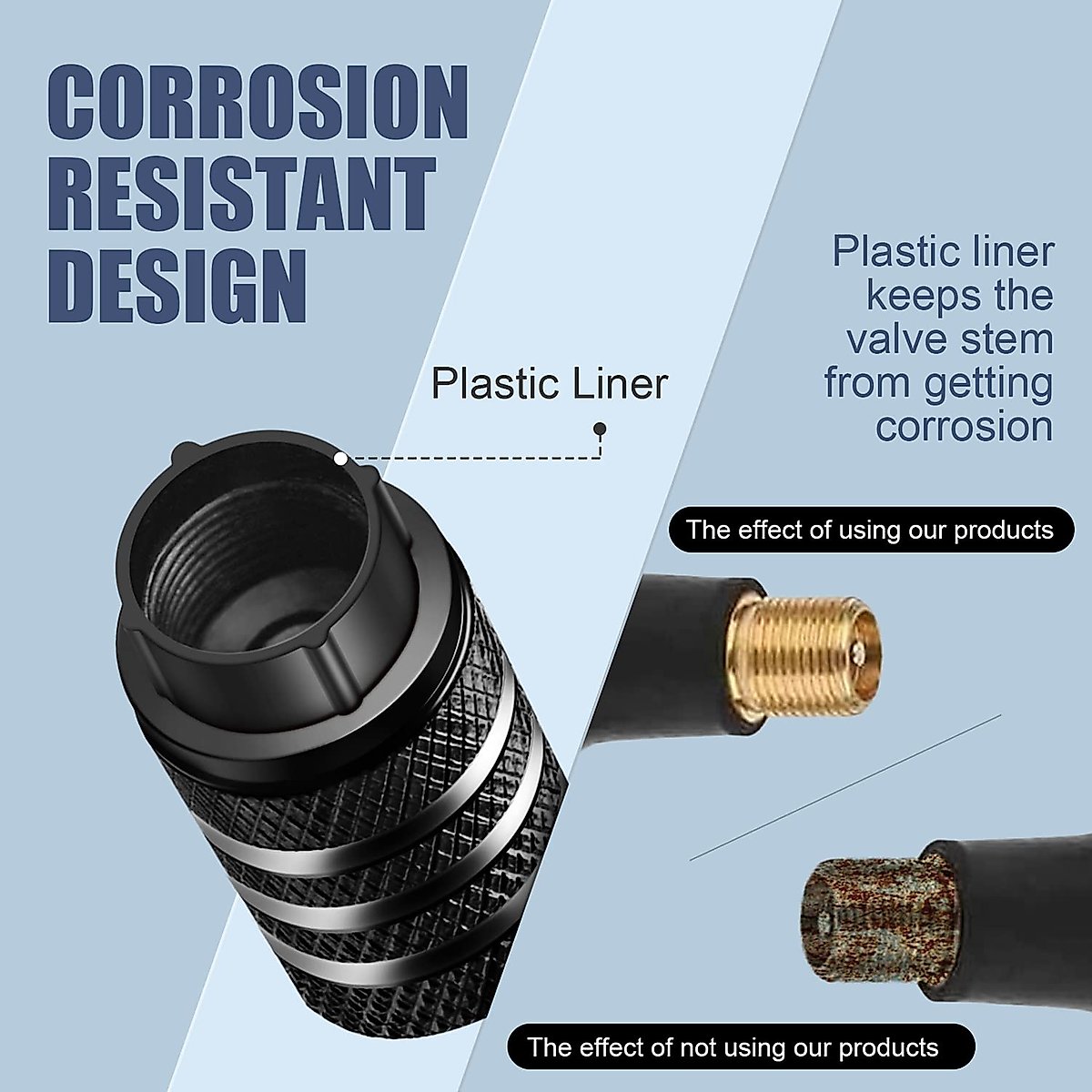 Tire Valve Stem Cap Cover - (12 Pack) Tire Air Caps Metal with Plastic Liner Corrosion Resistant Leak-Proof Cat/Dog Paw for Car Truck Motorcycle Bike Black