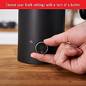 ZWILLING Enfinigy Milk Frother, Hot and Cold Foam Electric Milk Frother, Velvety, Creamy Microbubbles for Milk and Plant-based Milk Substitutes - Black