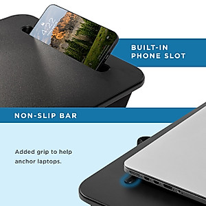 LapGear Sidekick Lap Desk with Device Ledge and Phone Holder - Black - Fits up to 15.6 Inch Laptops - Style No. 44218