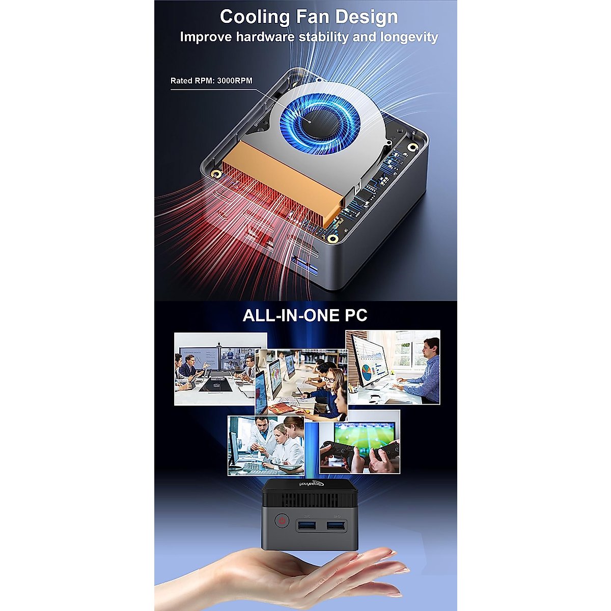 youyeetoo Mini PC,11th Gen 10nm N5105 Portable Tiny Computer Intel, 8GB RAM 256GB NVME SSD Mini Desktop Computer, Micro Computer with Dual HDMI 4K, WiFi 5, BT4.2, Slient Cooling Fans