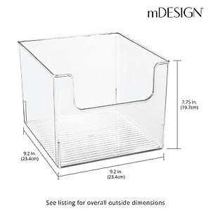 mDesign Plastic Household Storage Organizer Bins with Open Dip Front for Kitchen, Bedroom, Bathroom, Office, Craft or Playroom Organization - Hold Toys, Books, Legos - Ligne Collection, 8 Pack - Clear