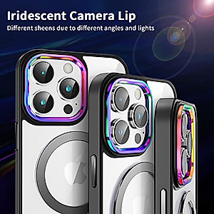 Facweek Designed for iPhone 14 Pro Max Case Clear, Invisible Magnetic Stand Case [Compatible with MagSafe] with Colorful Camera Bezel [1x Lens Protector+2X Screen Protector] 6.7 Inch, Clear and Black