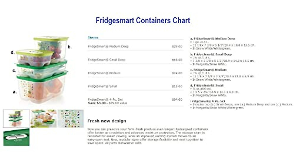 New Tupperware Fridgesmart Container Set - 4 Pcs