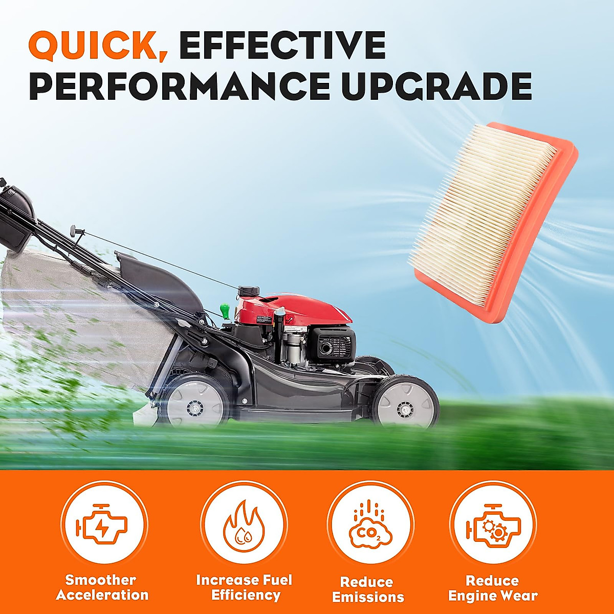 HIPA 17211-Z8B-901 Air Filter for Honda HRR2169VKA Harmony II HRR216 HRR216VKA HRR216PKA HRR2169PKA GCV160LAO GCV190LA Walk-Behind Lawn Mower (2 Pack)