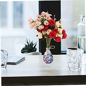 WOFASHPURET 1set Mosaic Vase Arts and Crafts for Kids Crystal Mosaic Craft Kit DIY Flower Vase DIY Craft Kits Home Table Centerpiece Mosaic Flower Vase Table Flowers Parent-Child Caulk Simple