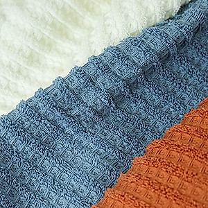 sense gnosis Waffle Hand Towel with Terry Striped Pattern Soft 100% Cotton Ultra Absorbent Hand Towels for Bathroom 13 x 29 Inch (Coral Orange, 2 Pieces)