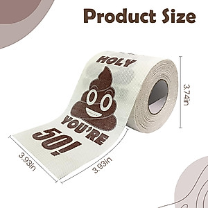 Happy 50th Birthday Gifts, 3-Ply Funny Toilet Paper Roll, Holy Poop You're 50 Printed Toilet Paper Gag Gift, Pranks & Surprises Bathroom Decor for Boys Son and Girls, Cheers to 50 Bday Party Supplies