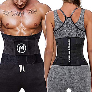 MERMAID'S MYSTERY Waist Trimmer Trainer Belt for Women Men Sport Sweat Workout Body Shaper Sauna M Black