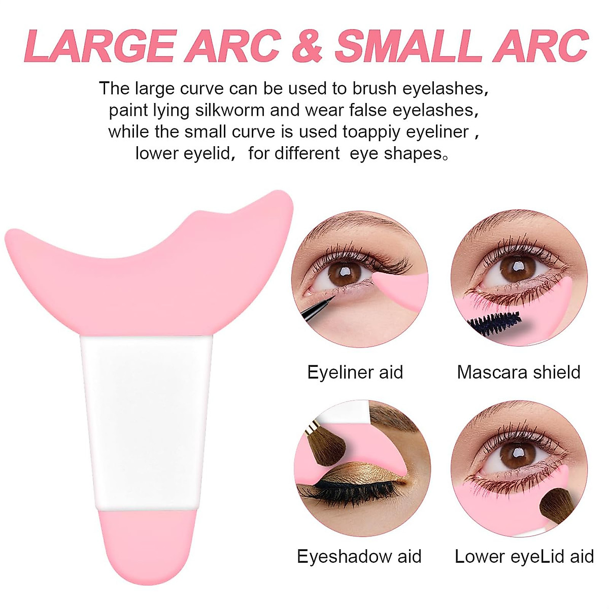 Eyeliner Stencils 4Pcs Reusable Silicone Eyeliner Aid Winged Eyeline Tip Multifunctional Eye Makeup Tool Kit Mascara Shield Eyelash Eyebrow Eyeshadow Lipstick Applicator Guide Tool（Pink）