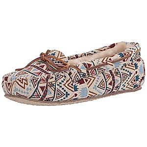 Minnetonka Womens Mosaic Cally Moccasin, Cream Mosaic, Size 8