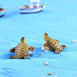 Shineweb 2Pcs Resin Turtle Model Miniature Fairy Garden Bonsai Figurine Decor Ornament Outdoor Statues