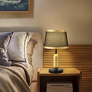 Modern Table Lamp Set of 2 - Creative Design for Living Room and Bedroom, Stylish Bedside Lamps, Perfect for Nightstands - Small Table Lamps with Designer Sample Room Inspired Look (black lampshade)