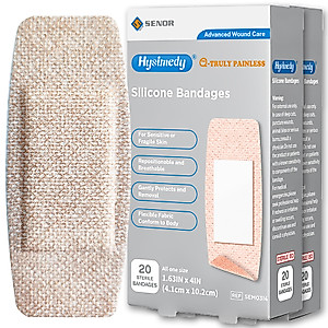 Hysimedy Silicone Bandages Large Size for Sensitive Fragile Skin - 1.63"x4" 40 Counts - Non Allergenic Non Latex Hypoallergenic Painless Removal Bandages