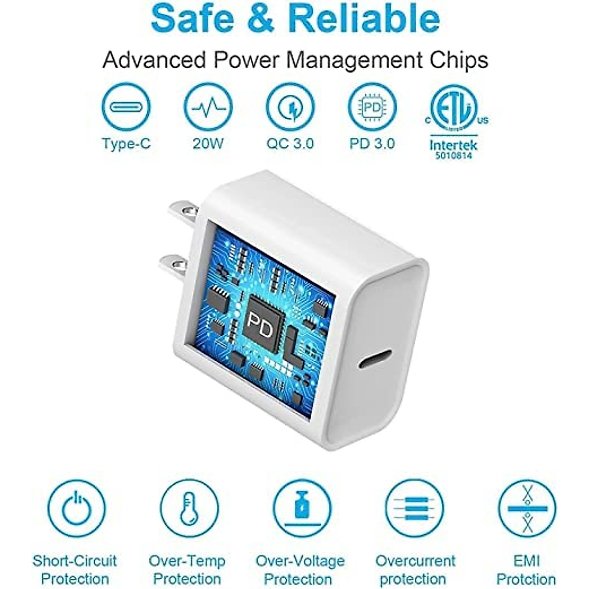 Super Fast Charger 20W Rapid USB C Wall Charger Block PD Adapter Fast Charging Compatible with 13/12/11 Pro Max,Mini,Pro/XR(1 Pack)