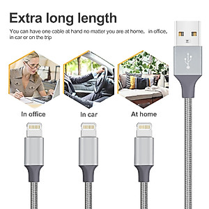 Marchpower iPhone 14 Charger Cord - MFi Certified Lightning Cable 3Pack 6ft USB-A Fast Charging Durable Nylon Braided iPhone 14 13 12 mini Pro Max SE(2020) 11 Xs XS XR X 8 7 6 5 Plus iPad iPod AirPods